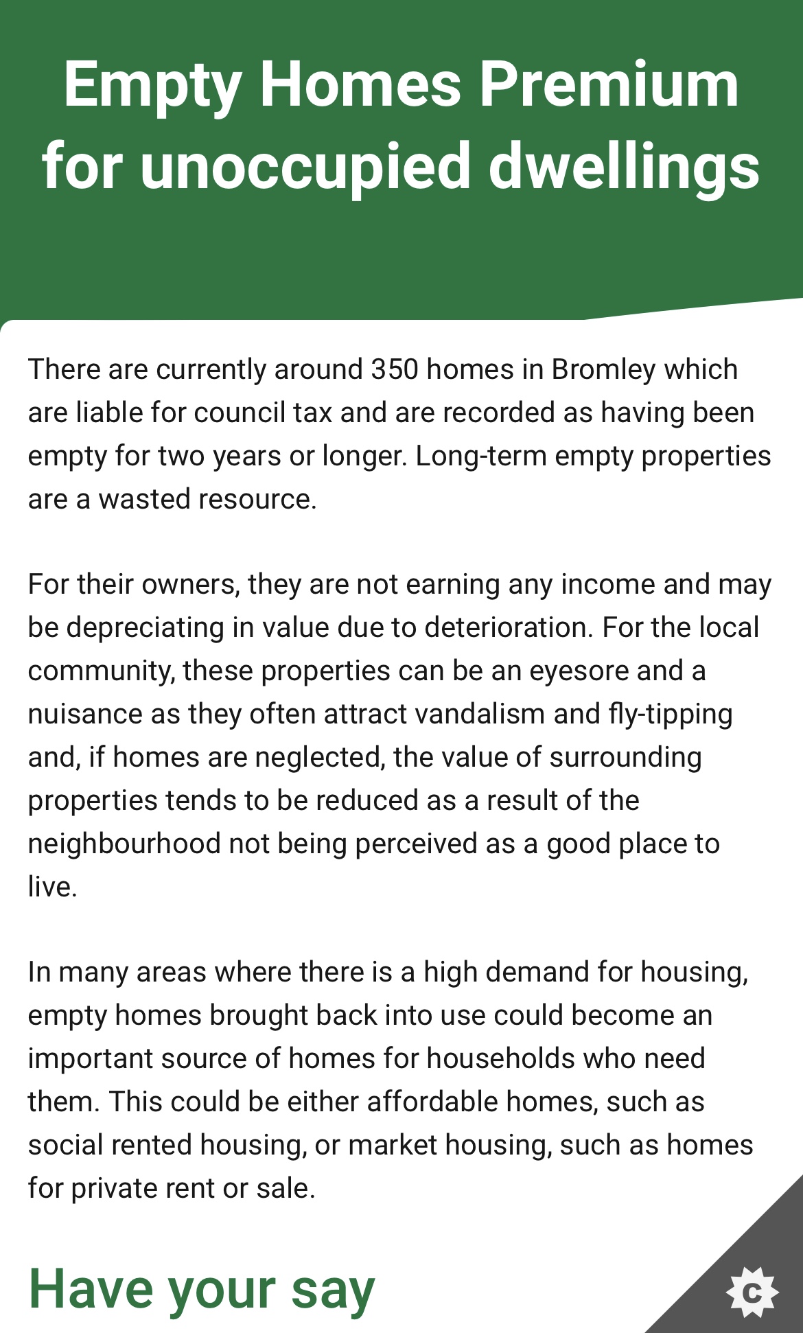 Empty Homes Premium for unoccupied dwellings – have your say by 4 Jan ...